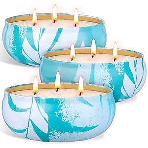 Citronella Candles Outdoor,3 Wick Large Citronella Candle for Patio, Soy Wax Lemongrass Candles Pack of 3, Scented Candles for Indoor Outdoor Garden Backyard Camping Summer Vacation