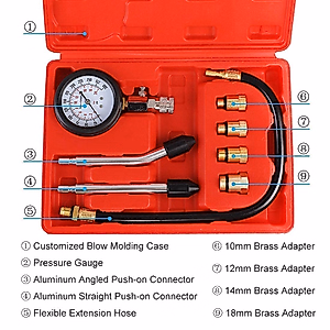 JIFETOR Cylinder Leak Down Tester Kit and Engine Compression Pressure Gauge Test Set