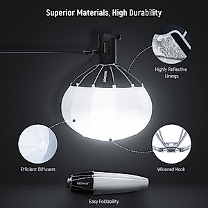 NEEWER 35"/90cm Lantern Softbox One Step Quick Release, 360° Light Diffuser with Skirt, Bowens Mount for Video Light CB60 CB100 CB150 Compatible with Aputure Light 600d Amaran 60x Godox SL60W, NS90L