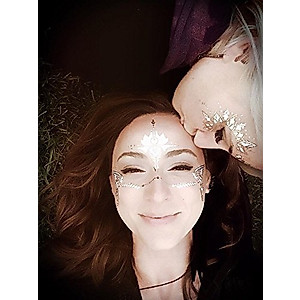 Gold Temporary Tattoos by Golden Ratio Tats, Metallic Festival Face Paint, Gold and White Masquerade Tattoos (Wifey Face Mask)