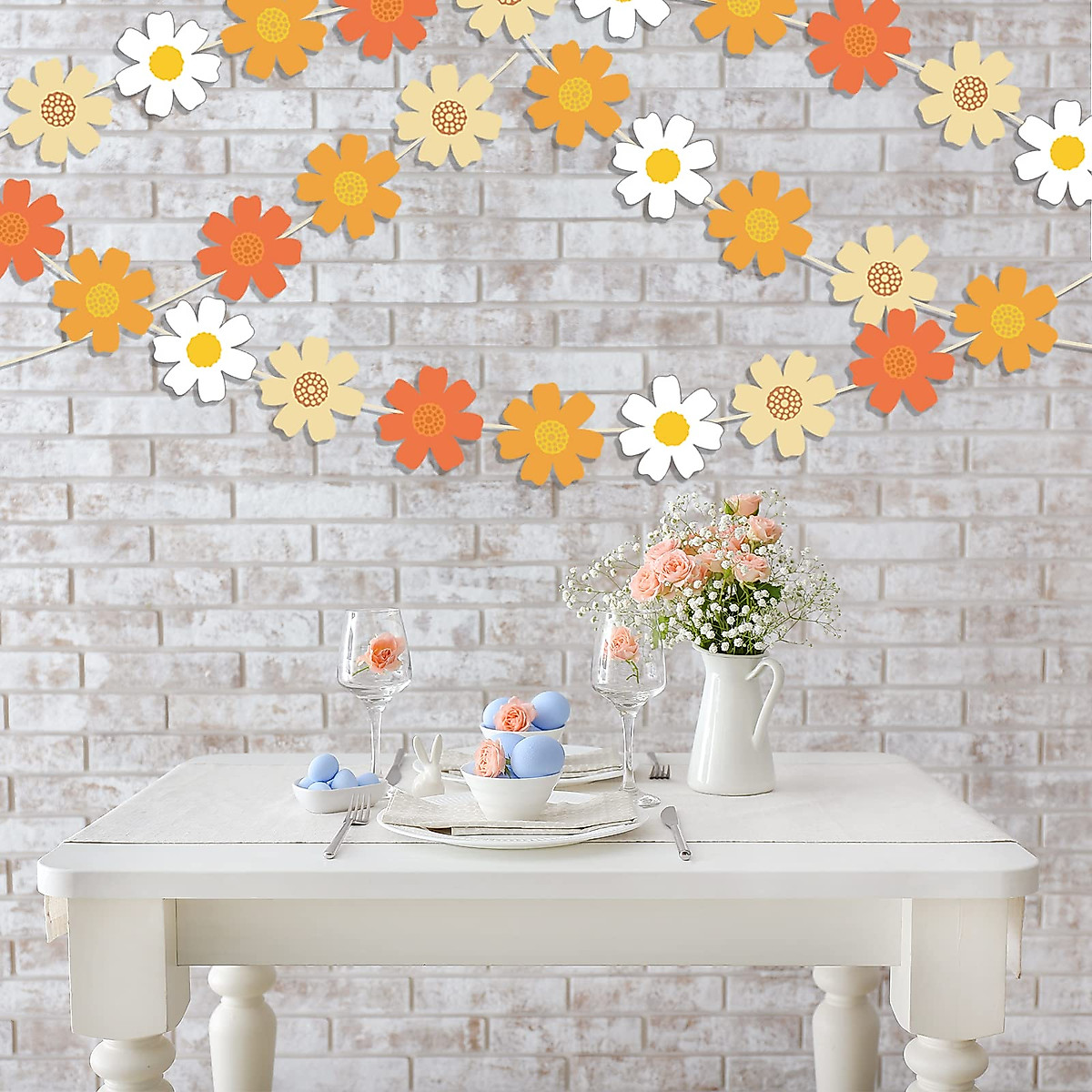 Daisy Groovy Boho Party Hanging Banners and Retro Hippie Party Supplies Decorations Daisy Paper Cutouts for One Two Groovy Themed Baby Girl Birthday Decorations Party Home Classroom Favor Decor