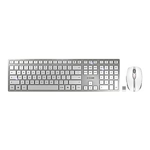 CHERRY DW 9100 Slim Wireless Keyboard and Mouse Set Combo Rechargeable with SX Scissor Mechanism, Silent keystroke Quiet Typing with Thin Design for Work or Home Office. (White & Silver)