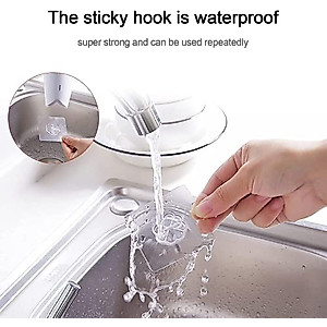 SUF Adhesive Hooks Kitchen Wall Hooks- 20 Packs Heavy Duty 13.2lb(Max)Coat and Towel Adhesive Hooks,Wall Hangers Waterproof and Oilproof for Bathroom,Kitchen and Home Sticky Hooks