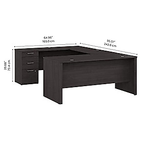 Bestar Logan U Shaped Desk in Charcoal Maple, 65W