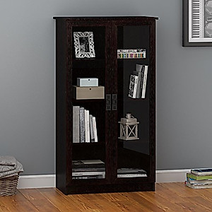 Ameriwood Home 4-tier Quinton Point Glass Door Bookcase, Espresso