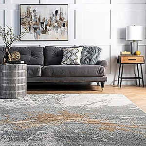 nuLOOM Cyn Abstract Area Rug, 8' Square, Silver