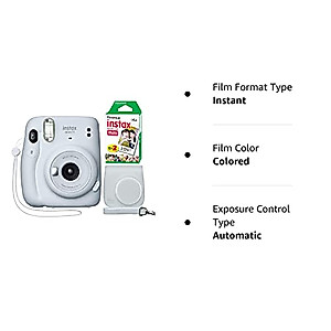 Fujifilm Instax Mini 11 Instant Camera Ice White + Minimate Custom Case + Fuji Instax Film 20 Sheets Twin Pack