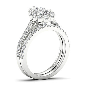 MOTIEL Moissanite Engagement Ring For Women 1-3/4ct.tw. Pear-shaped Lab Grown Moissanite Wedding Set 925 10k 14k 18k Gold Ring Personalized Ring Jewelry (White Gold)