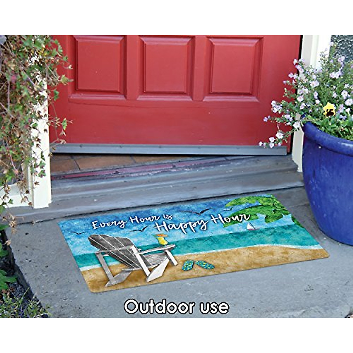 Toland Home Garden Happy Hour Beach 18 x 30 Inch Decorative Tropical Floor Mat Cocktail Doormat - 800401