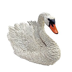 Design Toscano QM21389 White Swan Garden Bird Statue, 18 Inch, Full Color