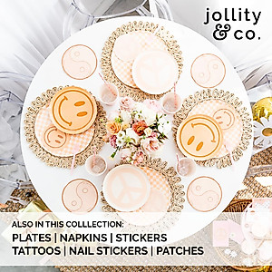 Jollity Party Supplies Peace & Love Smile Dessert Plates Great For Spring, Baby Showers, Bridal Showers, Event And Birthday Decorations Paper, 8 Pack Yellow Dinner