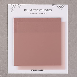 DiverseBee 50 Sheets Pastel Transparent Sticky Notes, 3x3” Clear Sticky Tabs, Translucent Page Flags Book Markers Stickers, Planner Accessories, Bible Journaling Study Office School Supplies (Plum)