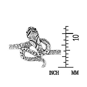 AeraVida Mythical Gothic Snake in 925 Sterling Silver Adjustable Ring | Punk Fashion Ring | Casual Sterling Silver Ring | Jewelry Gift