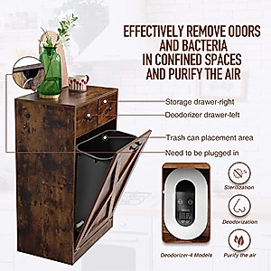 Walmokid Tilt Out Trash Cabinet Wooden Kitchen Trash Can Cabinet Dog Proof Trash Can Holder Kitchen Island with Garbage Bin or Tilt Out Laundry Hamper 10 Gallon