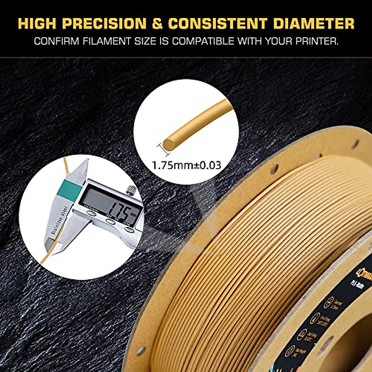 LOTMAXX Matte PLA Filament 1.75mm Matte PLA 3D Printer Filament, 1kg Cardboard Spool (2.2lbs), Dimensional Accuracy +/- 0.03mm, Fit Most FDM Printer(Matte Wood)