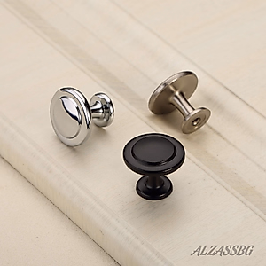 Alzassbg 5 Pack Brushed Black Nickel Cabinet Knobs, 1-1/4 Inch Diameter Kitchen Cabinet Hardware Round Knobs for Cabinets and Drawers AL6012BBN