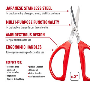 Joyce Chen Red Original Unlimited Kitchen Scissors Handles, Pack-1