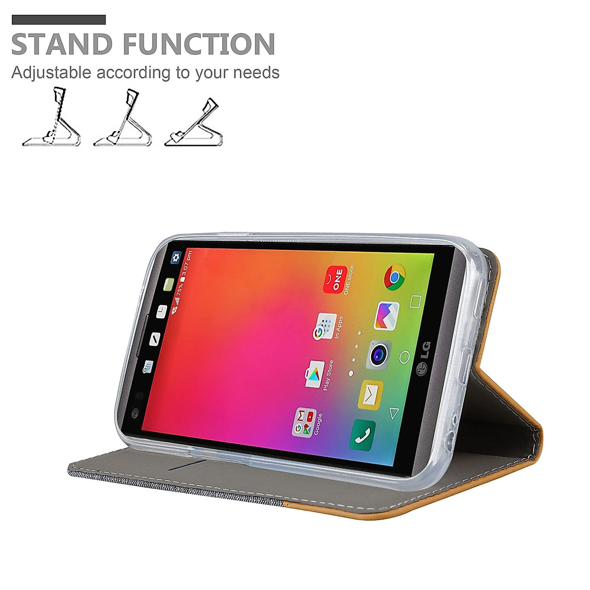 Cadorabo Book Case Compatible with LG V20 in Light Grey Brown - with Magnetic Closure, Stand Function and Card Slot - Wallet Etui Cover Pouch PU Leather Flip