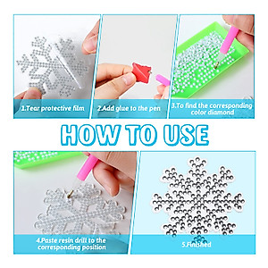 Inbagi 15 Pcs Winter Diamond Painting Keychains Blue Diamond Art Keychains Winter Gnome Snowflakes Diamond Painting Key Chains Diamond Art Key Rings Pendant 5D DIY Diamond Decoration (Winter Style)