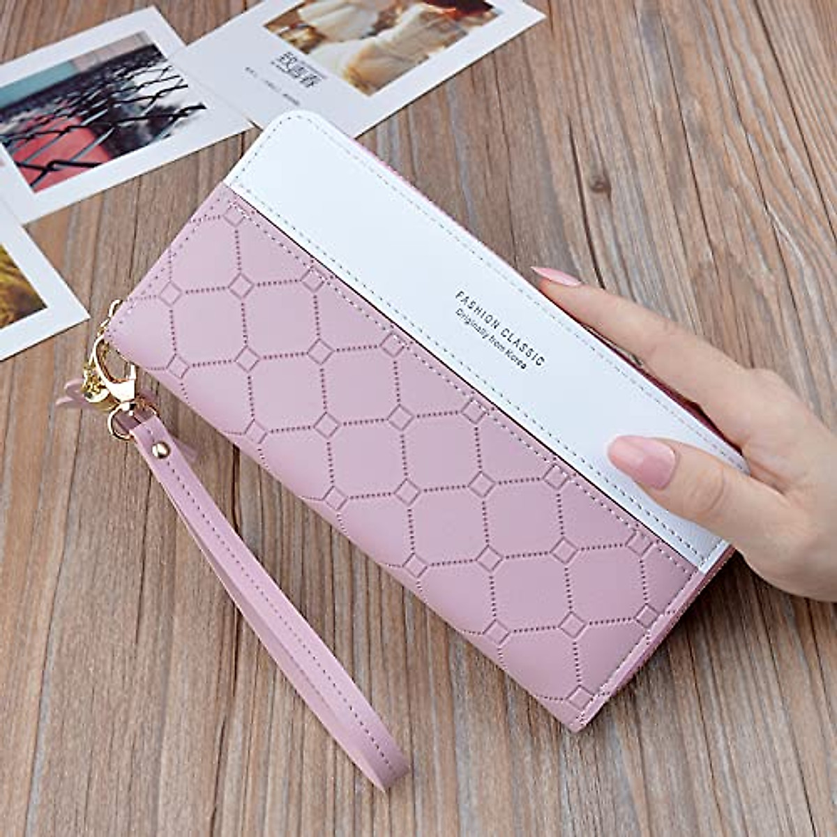LCLWIN RFID Wallets for Women PU Leather Multi Credit Card Large Capacity Zip Around Clutch Travel Purse, 3.8 women's Day gifts…, Pink