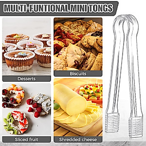 Didaey 8 Pieces Plastic Tongs for Serving Food Clear Kitchen Tongs Mini Serving Utensil Tongs 6.3 Inch Small Tongs for Food Ice Salad Buffet Weddings Barbecue Party