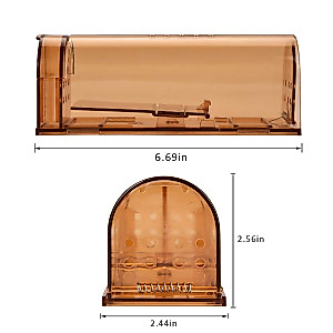Humane Mouse Traps Indoor for Home - Mouse Trap Easy to Set, Reusable and Effective No Kill Mouse Traps,Catch and Release Mouse Traps,Safe for Family and Pet Indoor/Outdoor-2 Pack,Brown