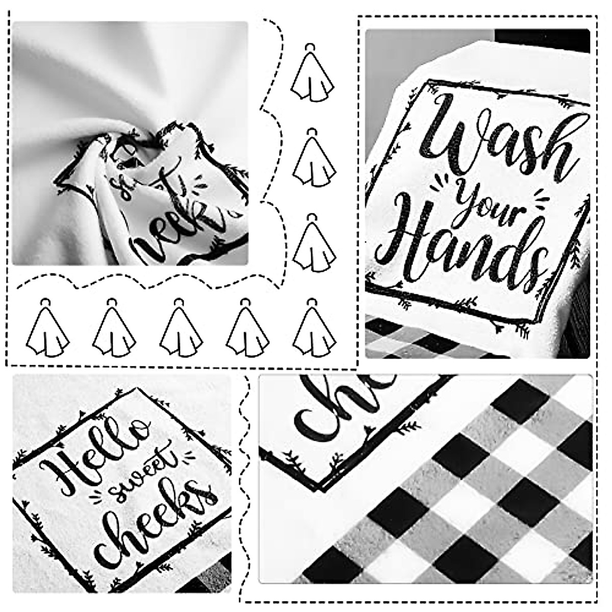 2 Pieces Buffalo Plaid Hand Towels Farmhouse Hand Towel for Bathroom Black White Bath Towels Funny Buffalo Plaid Hand Towels Bathroom Decor for Bathroom Kitchen Farmhouse Restroom (Classic Style)