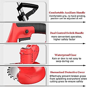GMRZ Handheld Cordless String Trimmer Garden Edger Tool, 21V 4000Mah Lithium-Ion Portable Walk Behind Grass Brush Cutter Lawn Mower WReplace Cutter Head,1 Battery