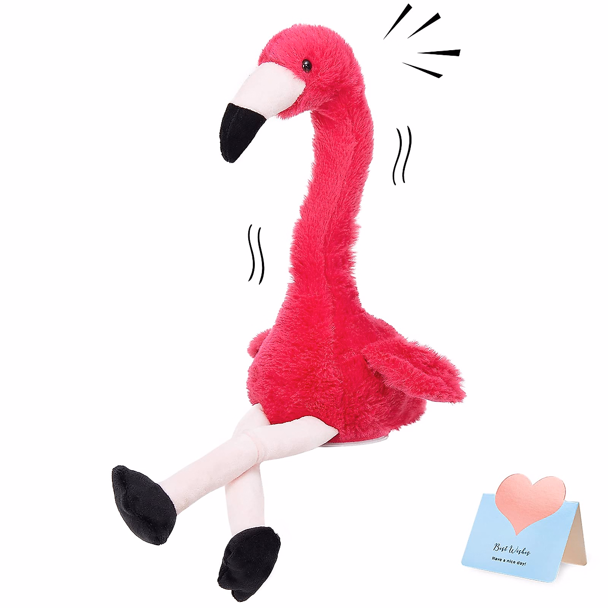 CozyWorld 13’’ Talking Flamingo Toy Repeat What You Said Interactive Cute Plush Toy Flamingo Stuffed Animals Birthday Gifts for Boys and Girls, Red