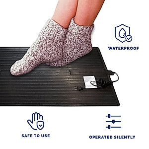 Cozy Products Electric Foot Warmer Mat-Heated Rubber Pad, Small Portable Floor Heater, for Home, Office, Garage, Car Use, 135 Watts, 8 lbs, 36.5" x 16" x 0.25", Black