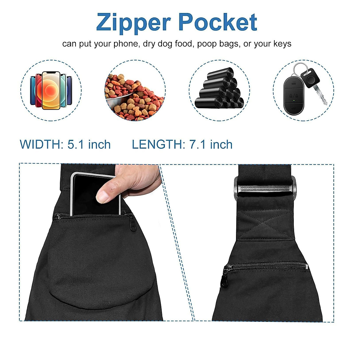 Upgraded Hands-Free Dog Sling Carrier - Reversible, Adjustable, with Pocket, Puppy Sling, Suitable for Dogs up to 15LB, Great for Travel and Daily Outings