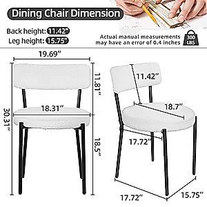Sucrever Dining Chairs Set of 4, White, Upholstered Mid Century Modern Kitchen Dining Room Chairs with Black Metal Leg/Backrest, Boucle Velvet Accent Dining Chairs for Living Room Bedroom