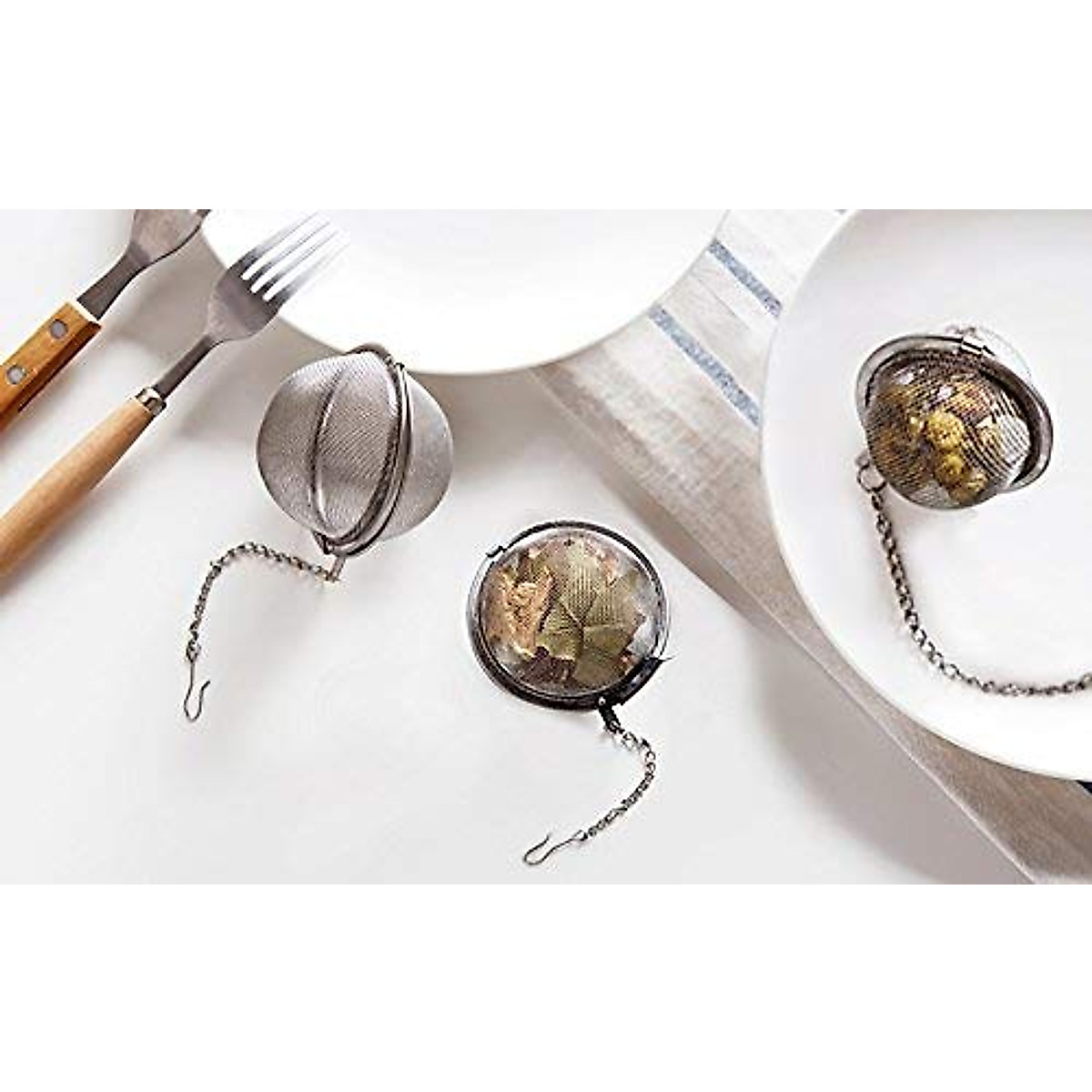 Fu Store 2pcs Stainless Steel Mesh Tea Ball 2.1 Inch Tea Strainers Tea Infuser Strainer Filters for Tea