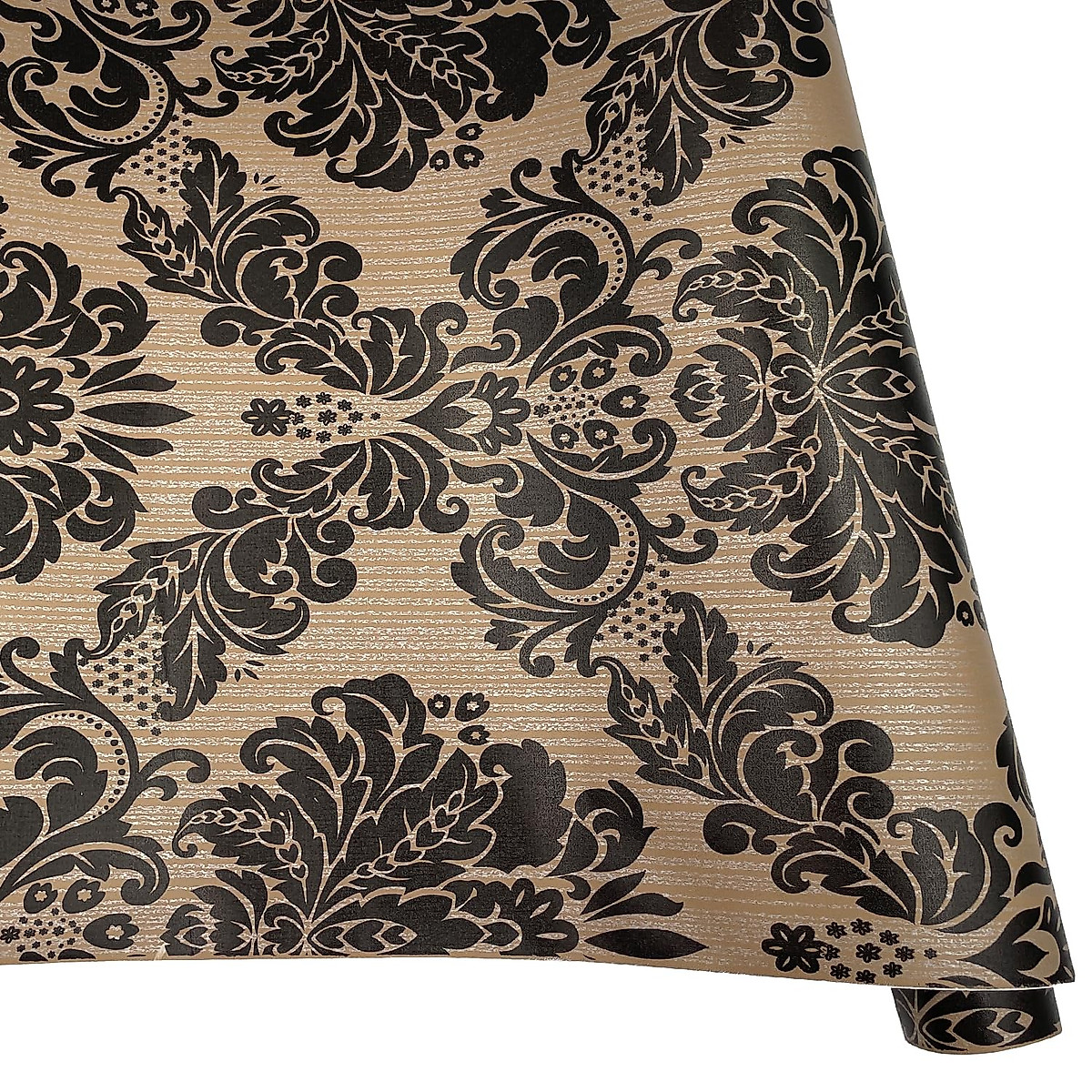 Yifely SimpleLife4U Black Damask Self-Adhesive Shelf Drawer Liner PVC Tabletop Protect Paper 45x300cm