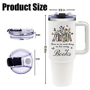 Gifts for Book Lovers Women, Book Lover Tumbler with Handle - 40oz Stainless Steel Travel Mug Insulated Coffee Cup, Bookish Bookworm Gift - Literary Librarian Gift - Reading Gifts for Readers Woman