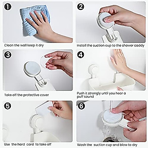 2 Sets Shower Caddy Suction Cup with Soap Dish and Toothbrush Holder One Second Installation No Drilling Suction Shower Shelf Removable Suction Shower Organizer for Bathroom Kitchen