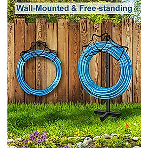 Artigarden Outdoor Garden Freestanding Hose Holder Stand, Heavy Duty Metal Water Pipe Storage Rack Stake for Backyard, Black