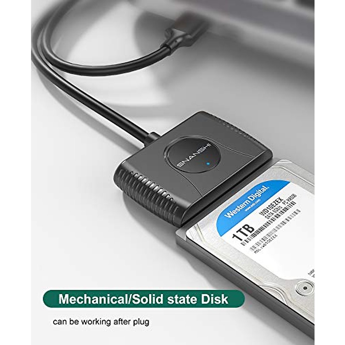 SNANSHI SATA to USB 3.0 Adapter USB to SATA Adapter with Power for 3.5/2.5 Inch HDD/SSD with 12V/2A Power Adapter
