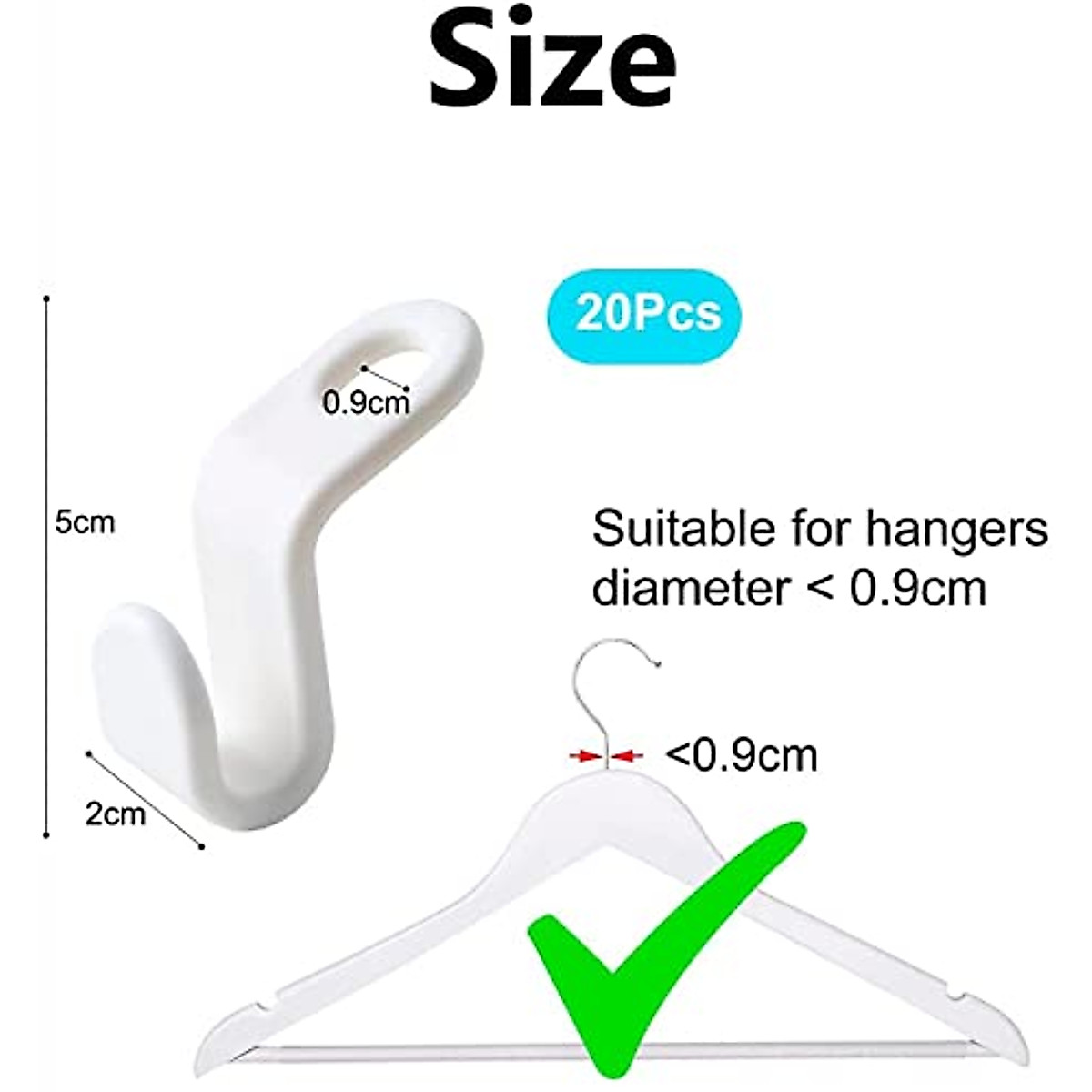 Clothes Hanger Connector Hooks Hangers Space Saving for Wardrobes White Pack of 20