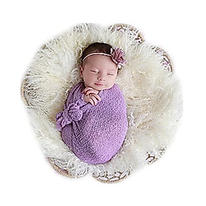 Coberllus Newborn Baby Photo Props Wrap Cloth Blanket Swaddle for Boys Girls Photography Shoot (Purple)