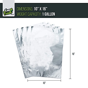 Mylar Food Storage Bags (10x16, 1 Gallon) 4.5mil Thick Mylar Foil Bag for Dry Food Storage (50 Pack)