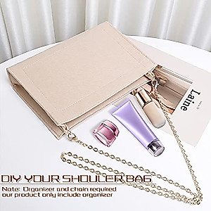 EsLuker.ly 2Pcs Felt Purse Organizer Insert with Zipper, Premium Microfiber Handbag Shaper Tote Bag Organiser Insert Fit Toiletry Pouch 26 19 - Large&Small, Khaki