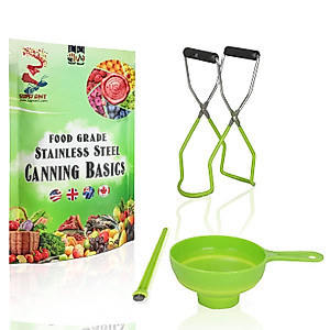Supa Ant Starter Canning Supplies (Assembled in USA) - Canning Funnel - Wide Mouth Funnel - Magnetic Jar Lid Lifter - Canning Tongs Jar Lifter- Cooking Home Essentials Kitchen Set (3 pcs)