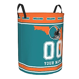 Custom Miami Laundry Hamper Personalized Football Style Laundry Basket with Name Number Custom Laundry Basket for Bedroom Bathroom