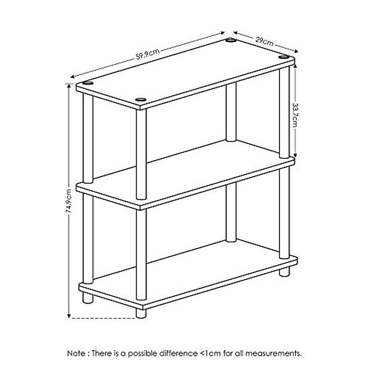 Furinno Turn-N-Tube Display Rack, 3-Tier Single, French Oak Grey/Black & Turn-N-Tube 4-Tier Multipurpose Shelf Display Rack, Single, French Oak Grey/Black