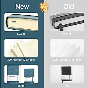 CAGIE Lined Journal Notebook, 320 Pages College Ruled Notebook, 100 Gsm Paper Thick Journal, B5 Hardcover Leather Journals for Writing Women Men, 7.6x10 In, Blue