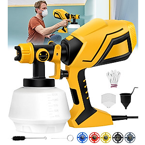 KlrSwp Electric Paint Sprayer Gun, 750W Power Paint & HVLP Sprayer, Handheld Paint Sprayer with 5 Nozzles, 1200ml Capacity Spray Painter Gun with Adjustable Spray Width, Stain Sprayer for House, Fence