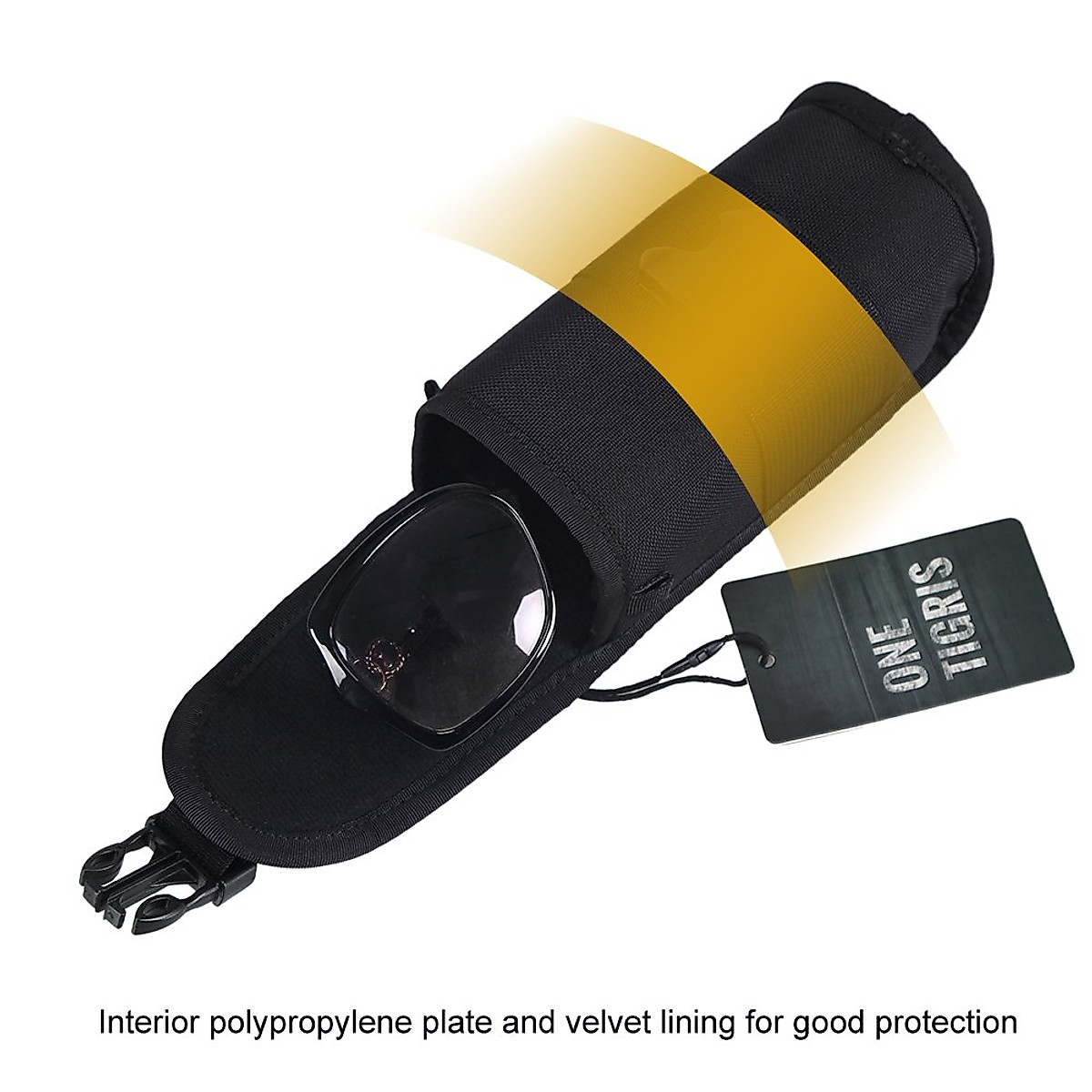 OneTigris MOLLE Eyeglasses Case with Buckle Hard Shell Sunglasses Storage Box 1000D Nylon (Black)