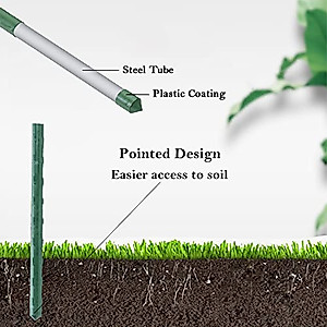 Garden Stakes,Connectable Plant Support Stakes,BOVITRO 40Pcs Steel Plant Stakes with 20 Connectors[16 Inches Each-Adjust Length Freely]