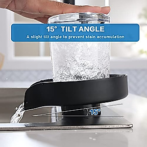 WEWE Black Glass Rinser, Upgraded 360 Degree Rotating Spout Glass Rinser for Kitchen Sink Stainless Steel Cup Washer for Sink, Bar Glass Rinser for Kitchen Sink